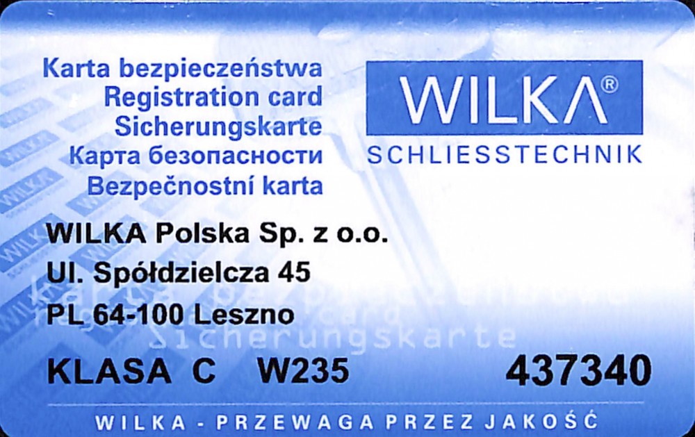 Nachschlüssel Wilka Klasa C W235 - 437340 kaufen von WILKA ...
